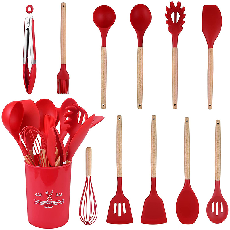 12PCS Silicone Kitchenware Cooking Utensils Set Heat Resistant Kitchen ...