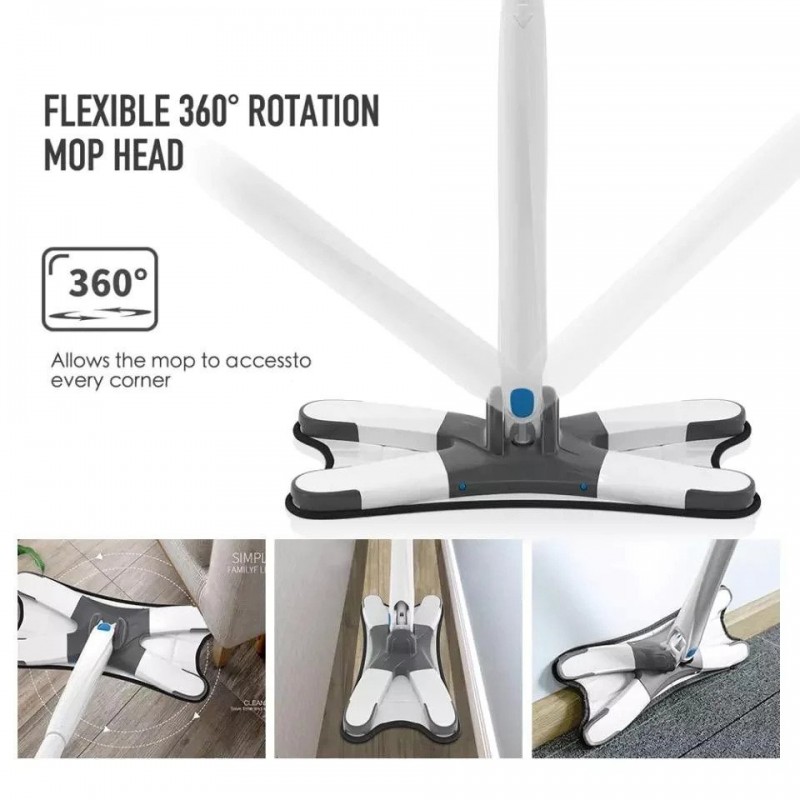 Buy 360 degree floor cleaning x-type self wringing flat mop at best ...