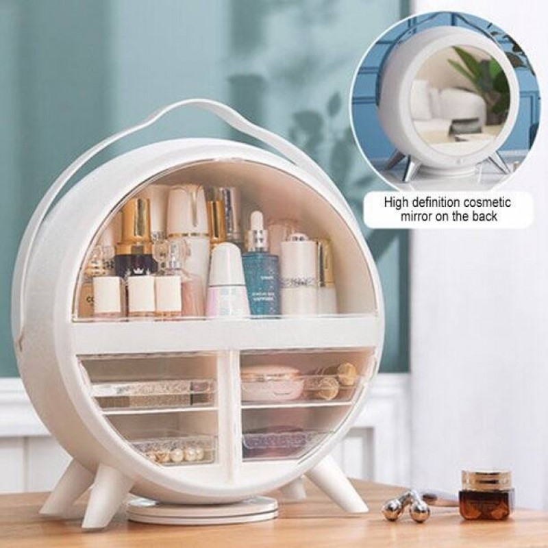 Buy 360 rotatable cosmetics makeup organizer storage box with led ...