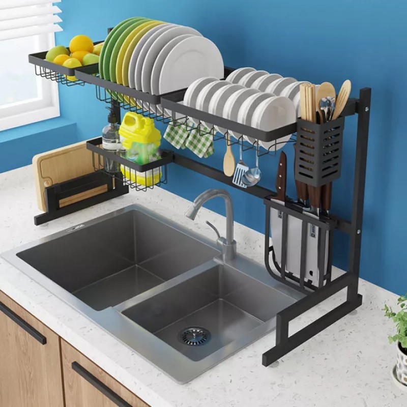 Dish Drying Rack Over Sink Kitchen Storage Shelf Counter-top Space Saver Display Stand Tableware ...