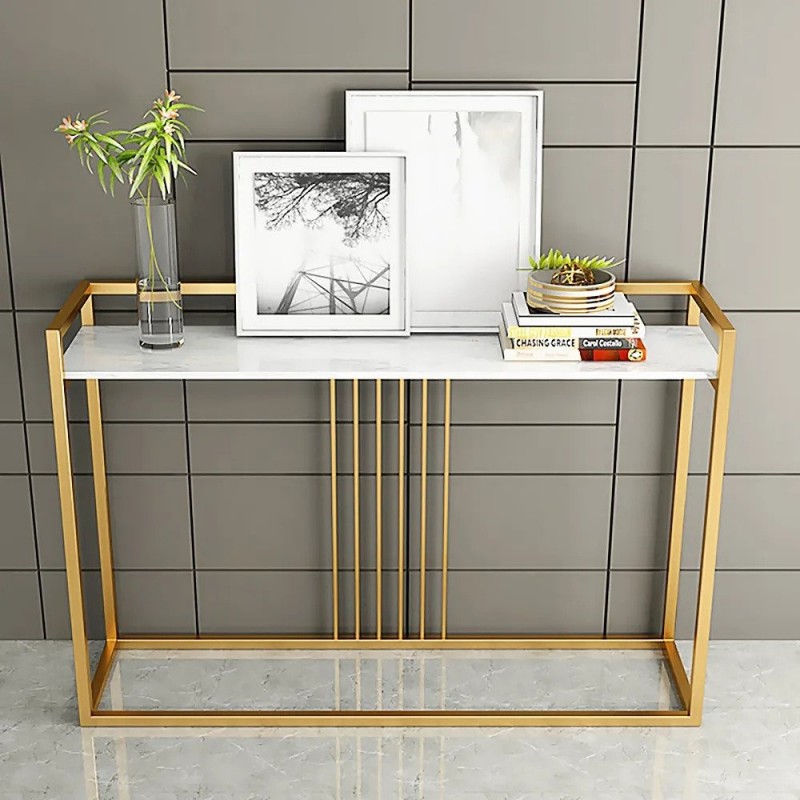Buy gold finish rectangle modern narrow console table at best price in ...