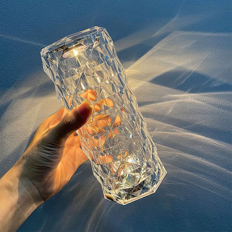 LED Crystal Diamond Table Lamp | 16 Colors, Touch Sensor, Rechargeable