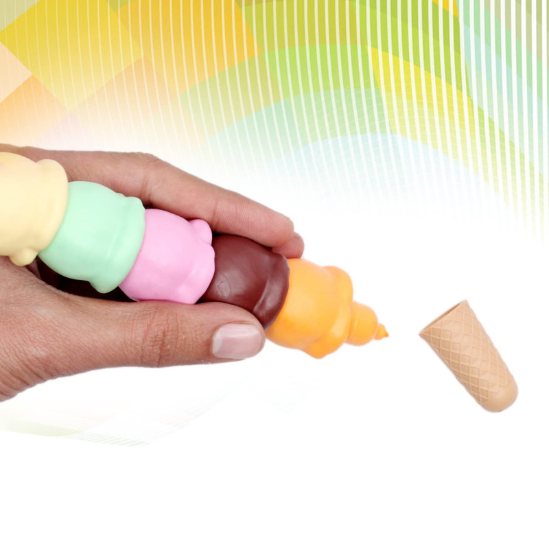 Ice Cream Cone Shape Highlighter With Stack Able 5 Bright Color Highlighter